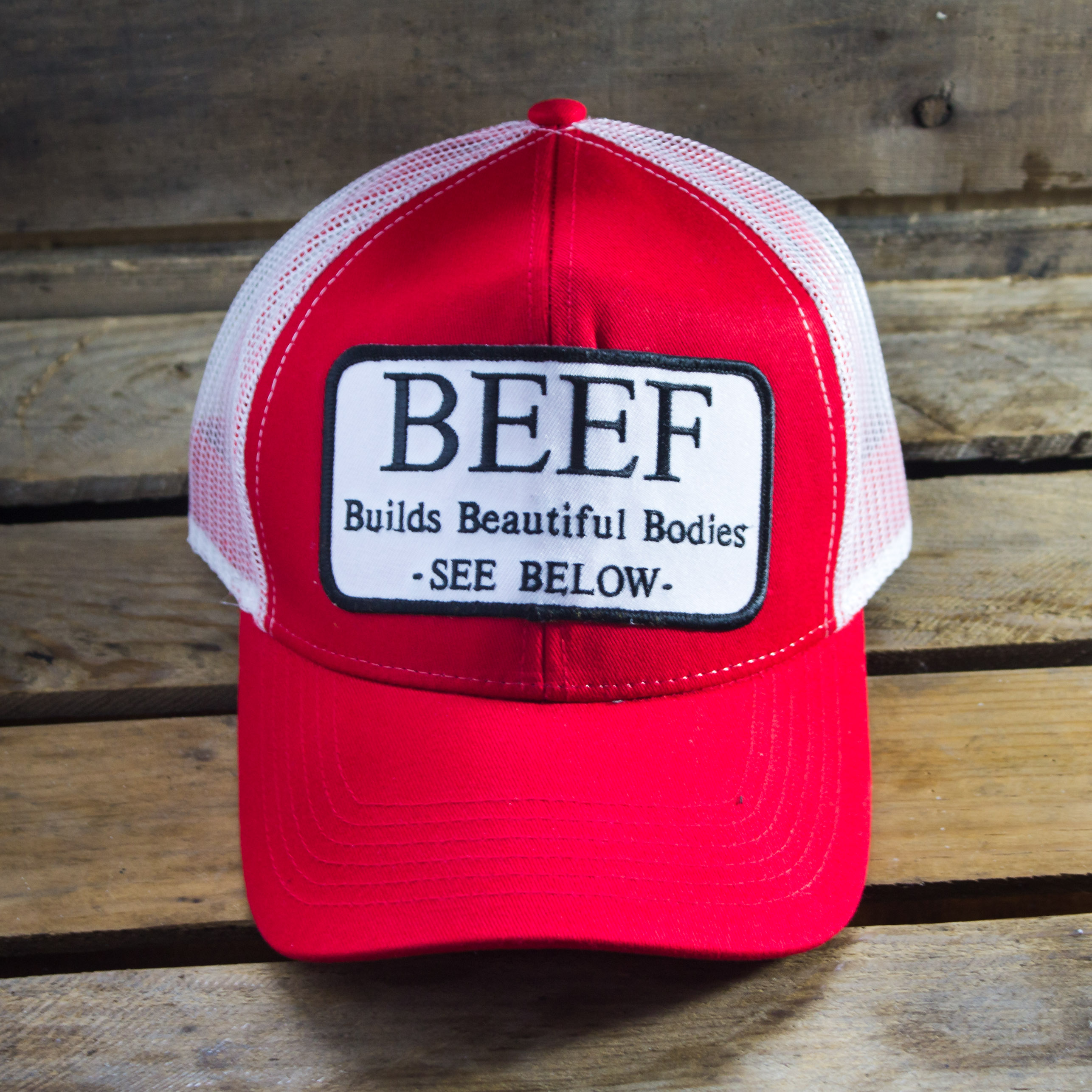 Beef Builds Beautiful Bodies Trucker Hats